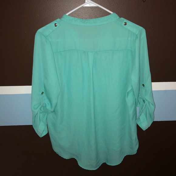 Tops | Tiffany Blue Sheer Blouse | Poshmark